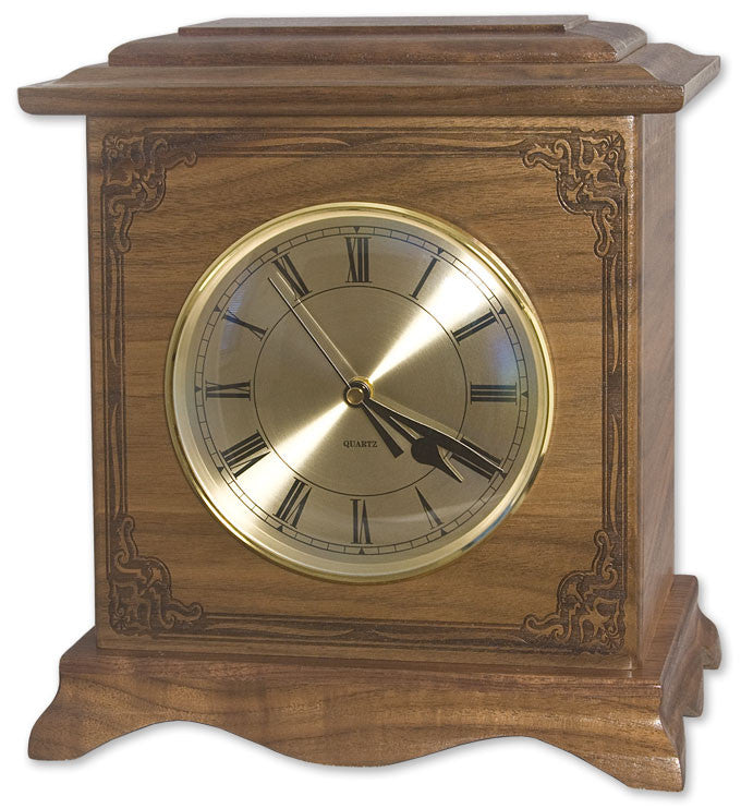Walnut Renaissance Wooden Clock Cremation Urn — Urns Northwest