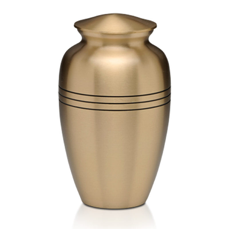 Traditional Brass Cremation Urn with Decorative Rings — Urns Northwest