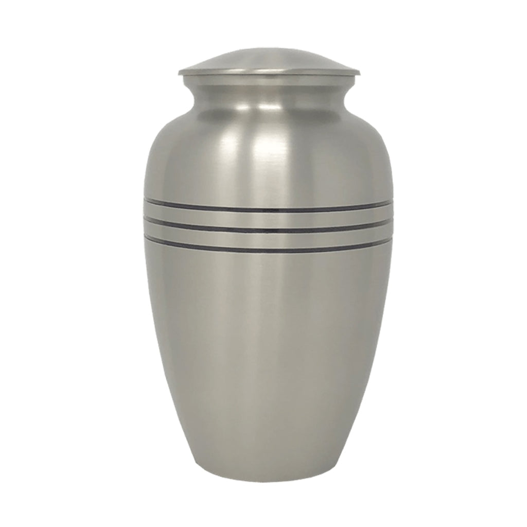 Traditional Pewter Cremation Urn with Decorative Rings — Urns Northwest
