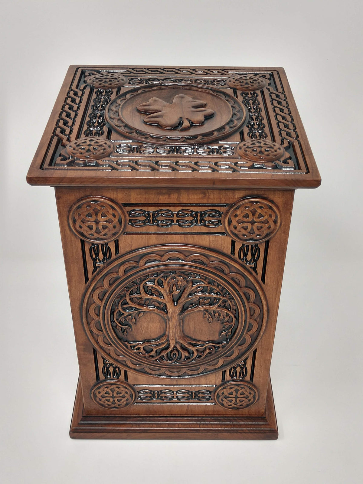 Hand-Carved Celtic Tree of Life Cherry Urn — Urns Northwest