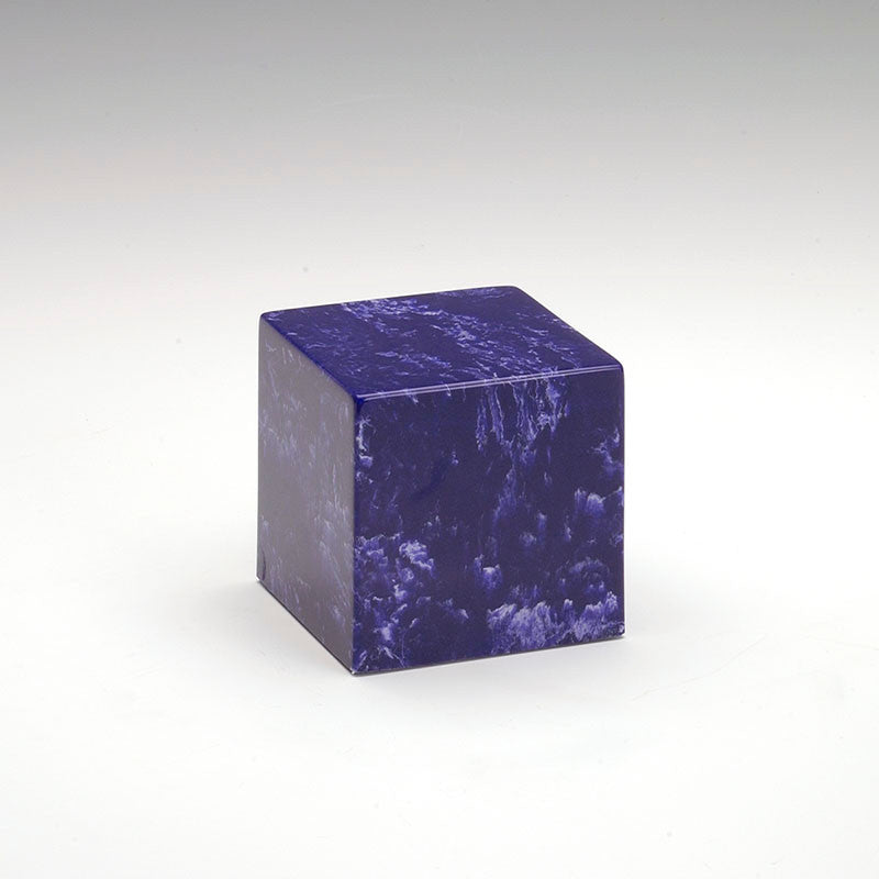 Small Cube Cultured Marble Urn in Cobalt — Urns Northwest