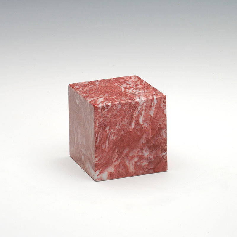 Small Cube Cultured Marble Urn in Rose — Urns Northwest