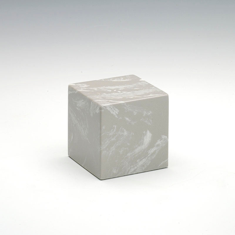 Small Cube Cultured Marble Urn in Silver Gray — Urns Northwest