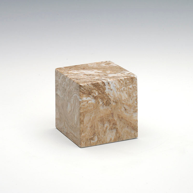 Small Cube Cultured Marble Urn in Syrocco — Urns Northwest