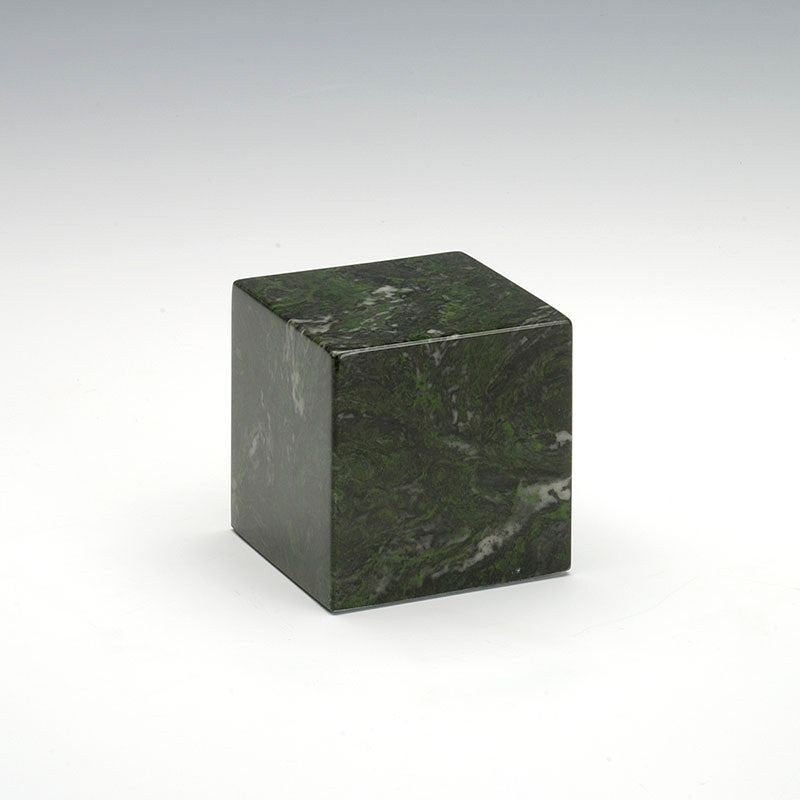 Small Cube Cultured Marble Urn in Verde — Urns Northwest