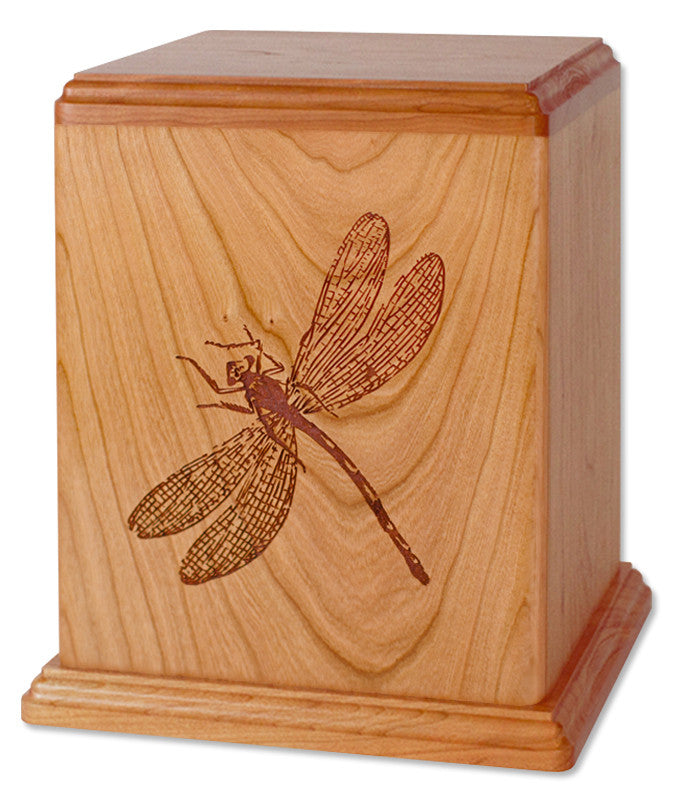 Laser Carved Wood Cremation Urn - Dragonfly (Made in USA) — Urns Northwest