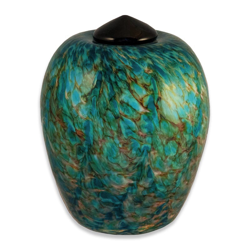 Hand Blown Glass Cremation Urn for Adults in Classic Aegean — Urns ...