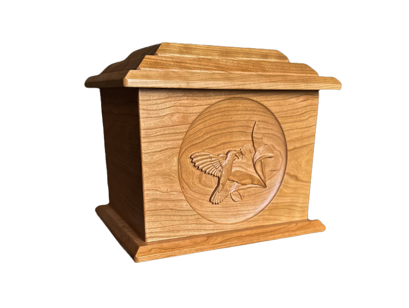 Extra Large Hand-Carved Hummingbird Wooden Urn — Urns Northwest