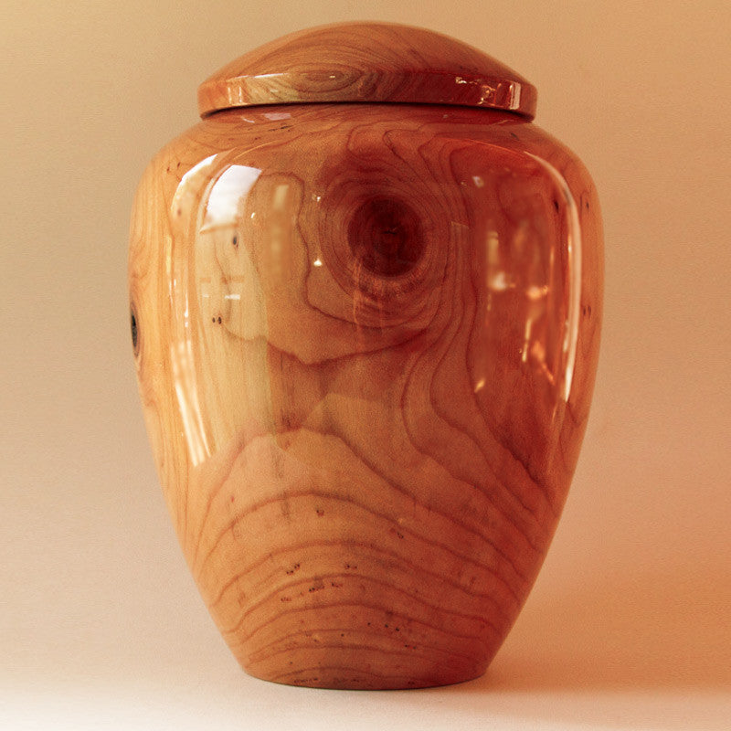 Hand Turned Pure Cherry Wood Cremation Urn — Urns Northwest