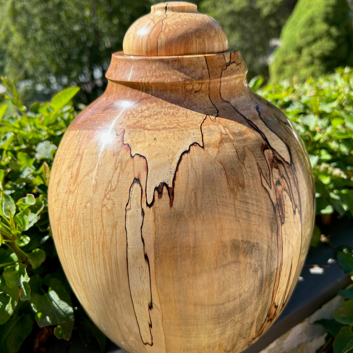 Extra Large Spalted Birch Wood Turned Urn 9 — Urns Northwest