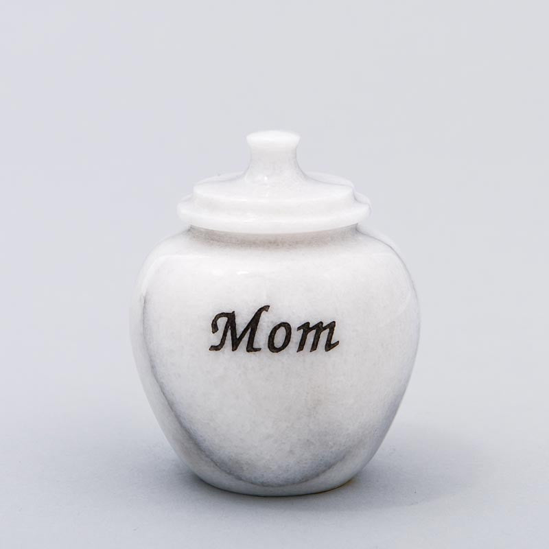 Legacy Round Natural Marble Keepsake Urn in White — Urns Northwest