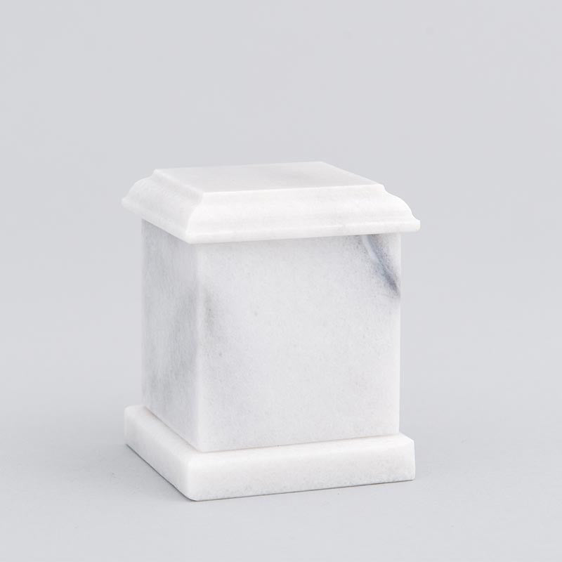 Evermore Square Natural Marble Keepsake Urn in White — Urns Northwest