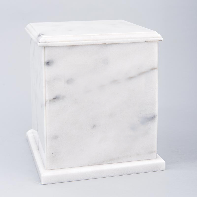 Evermore Square Natural Marble Cremation Urn in White — Urns Northwest