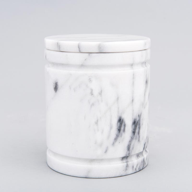 Medium Round Natural Marble Pet Urn in White — Urns Northwest