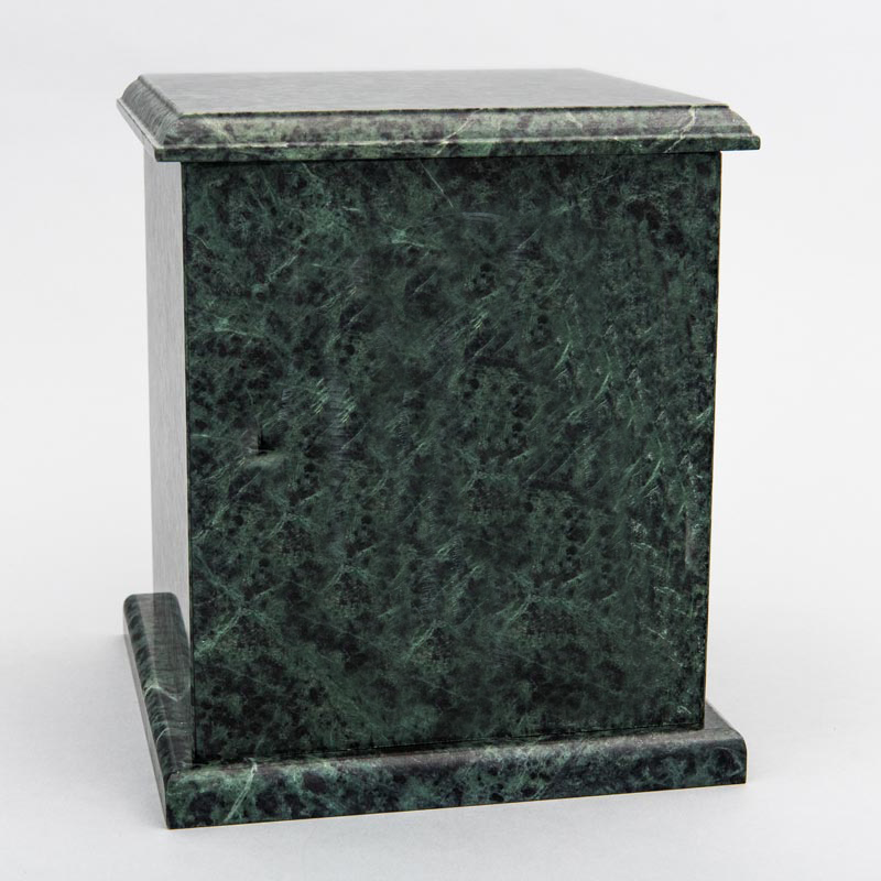 Evermore Square Natural Marble Cremation Urn in Green — Urns Northwest