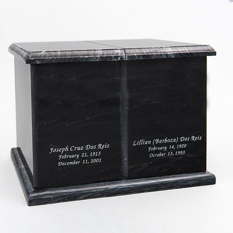 Natural Marble Double Compartment Companion Urn in Black — Urns Northwest