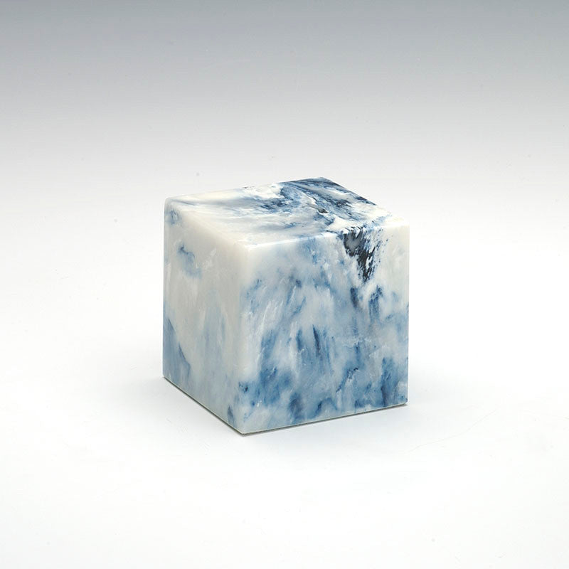 Small Cube Cultured Onyx Urn in Sapphire — Urns Northwest