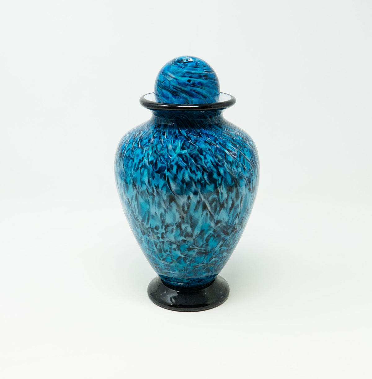 Small Hand Blown Glass Cremation Urn in Atlantic Aegean — Urns Northwest