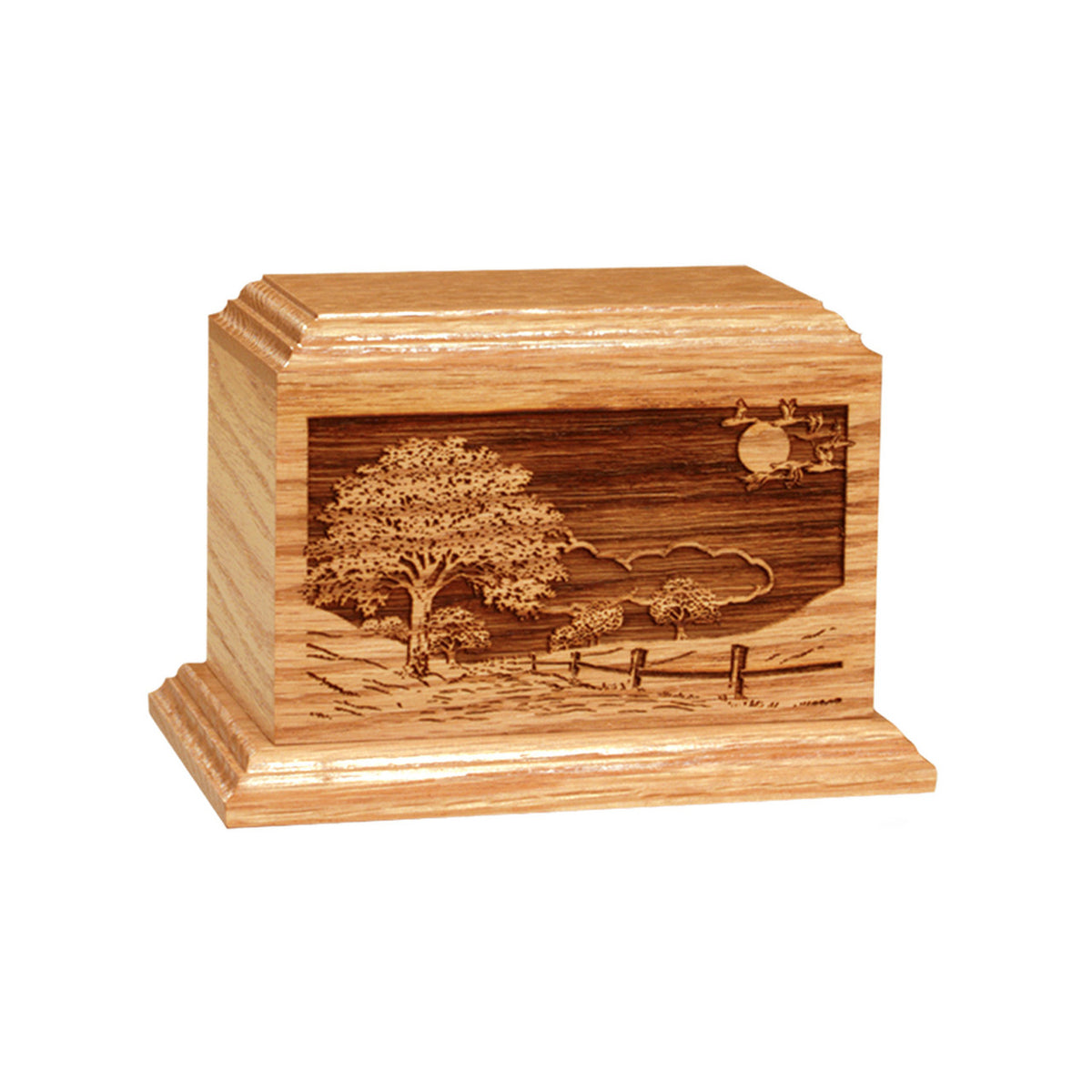 Laser Engraved Wooden Keepsake Urn - Horizontal — Urns Northwest