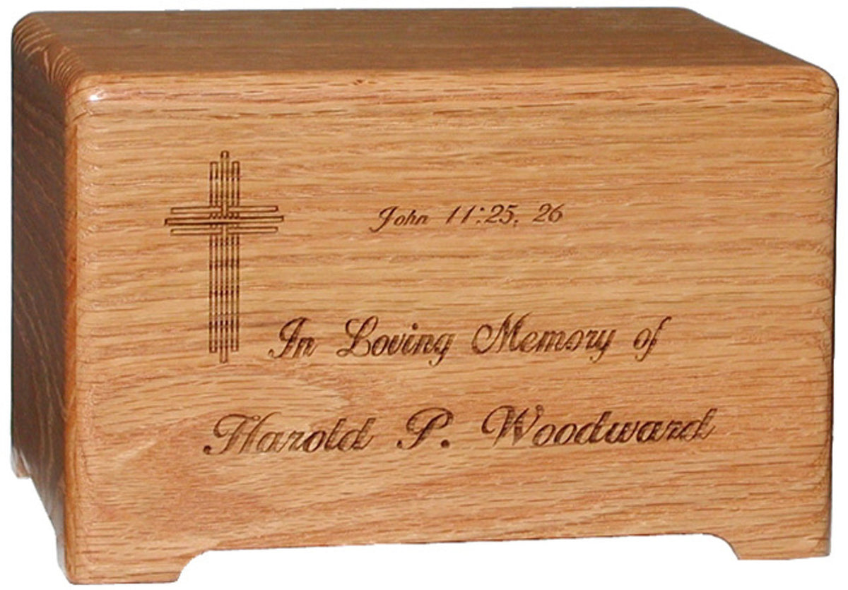 Personalized laser engraving on wood urns — Urns Northwest